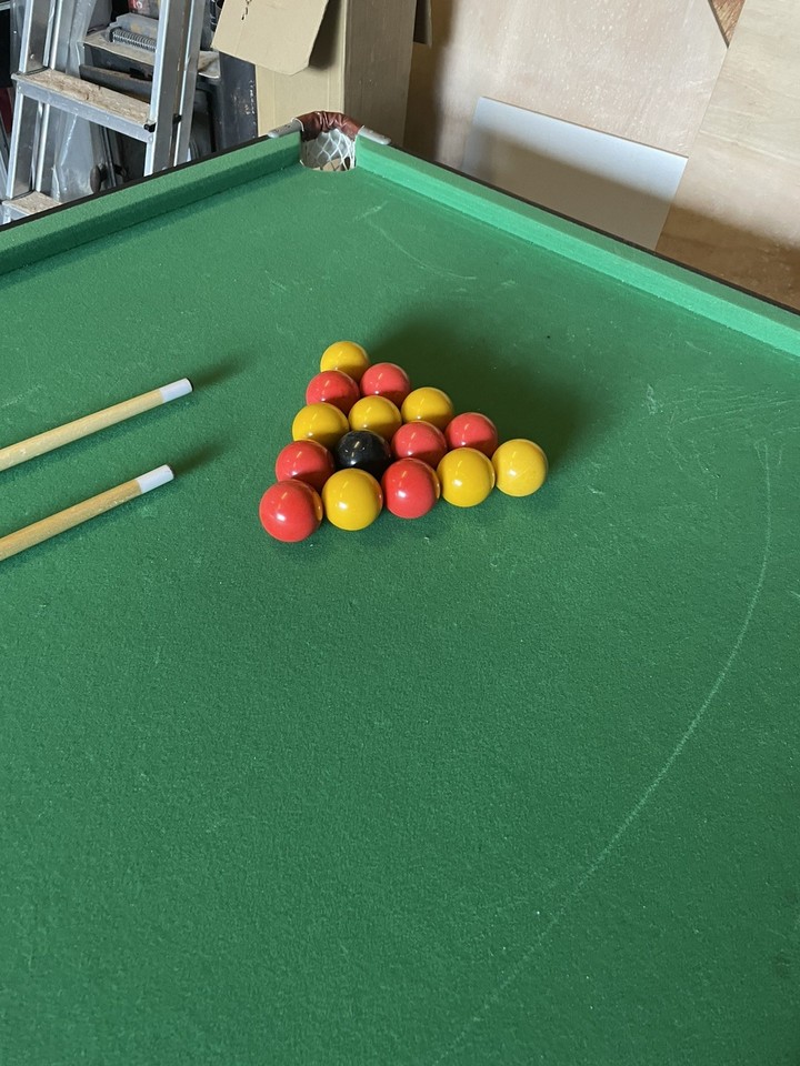 Hy-Pro 6ft Folding Snooker and Pool Table with Cue, Balks, Triangles ...