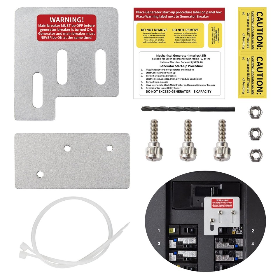Generator Interlock Kit for 150/200A Breaker Box, Safety Lockout ...