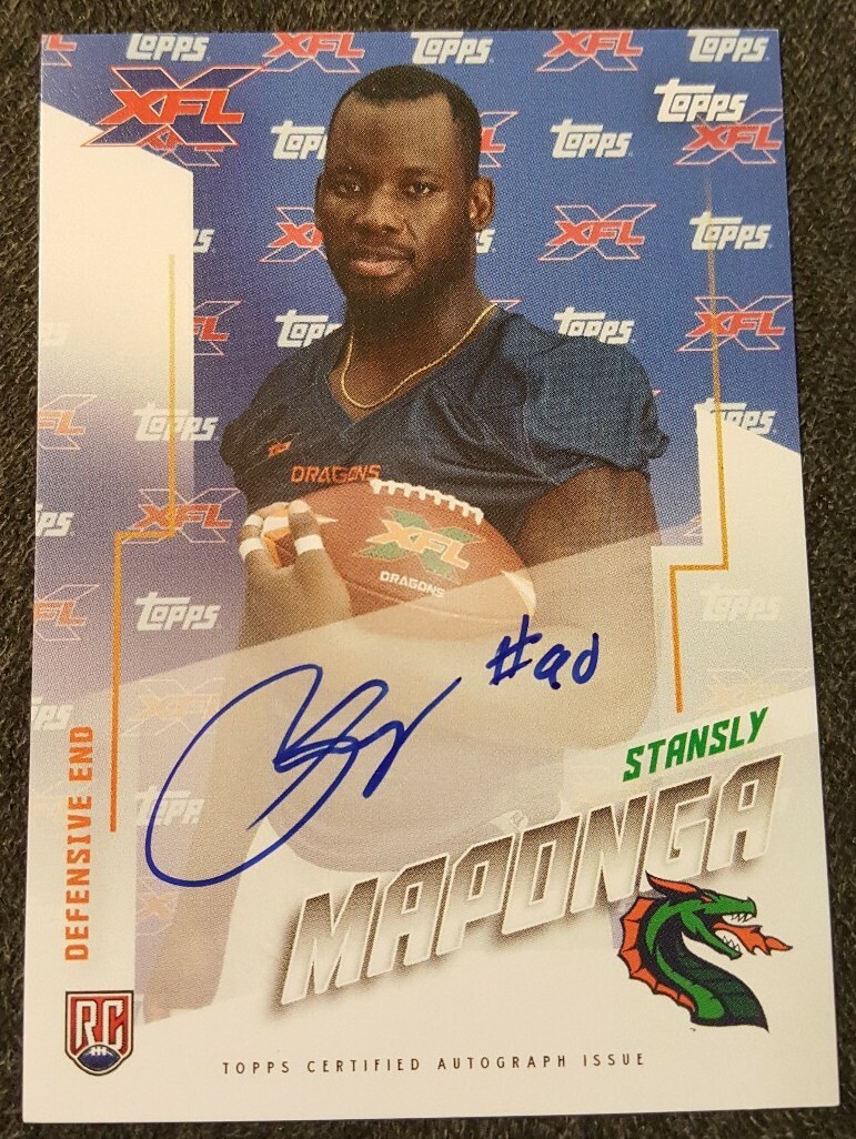 2020 TOPPS XFL FOOTBALL STANSLY MAPONGA RC AUTO ROOKIE ON-CARD AUTO ...