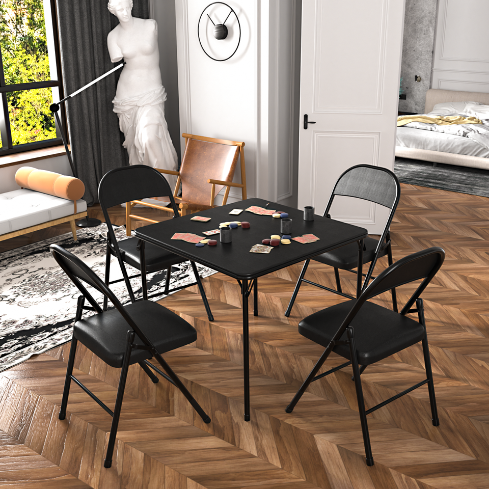 1 or 5 Pcs Portable Folding Card Table Square or Chairs Set w/Vinyl ...