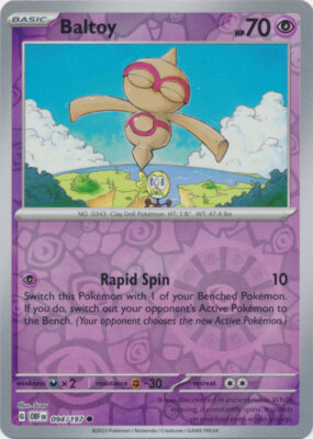 NM-Mint, English Pokemon Reverse Holo Baltoy - 094/197 - Common ...