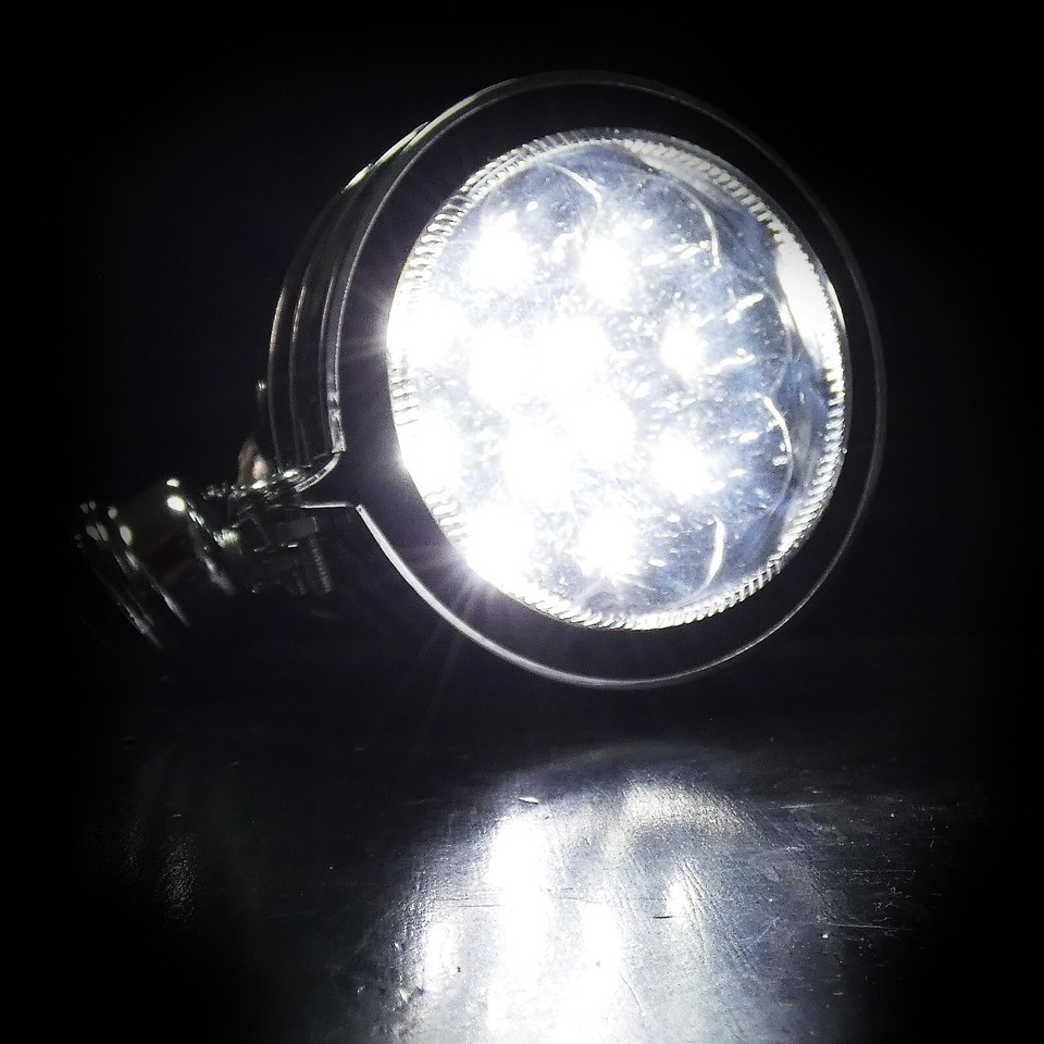 2x 4" Chrome Car Van Bus Front LED Lights 12V Spot Fog Halogen Round ...