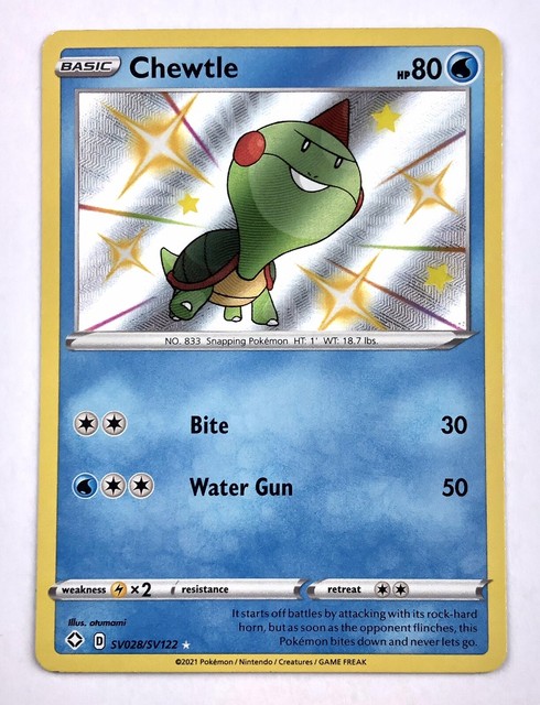 Pokémon TCG Chewtle Shining Fates SV028/SV122 Holo Shiny Holo Rare for ...