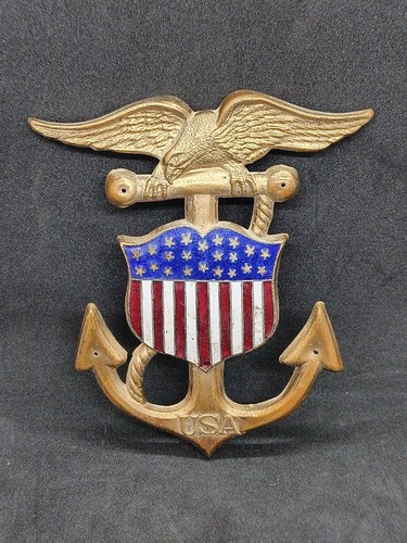 Antique WWI Era US Navy Shield Brass & Enamel Door Plaque | eBay