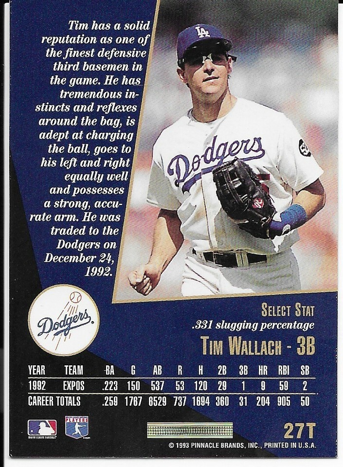 1993 Select Rookie/Traded Baseball #27T Tim Wallach | eBay