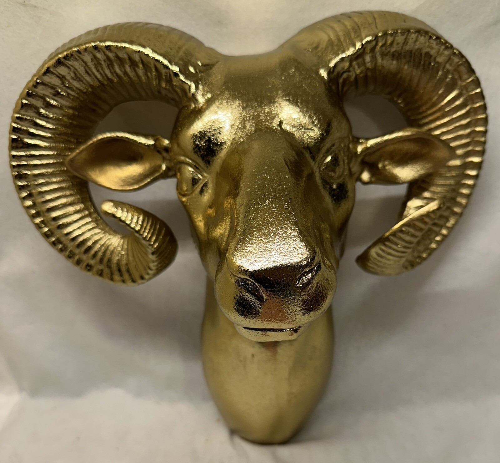 Ram Head Wall Mount Bighorn Gold Metal Decor Full-Curl - Bold ...