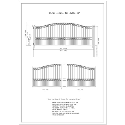 ALEKO Paris Style Garden Ornamental Steel Single Sliding 16' Driveway ...