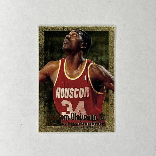 1995 Topps Embossed Hakeem Olajuwon **GOLD Foil** #38 Rare NBA Champion ...