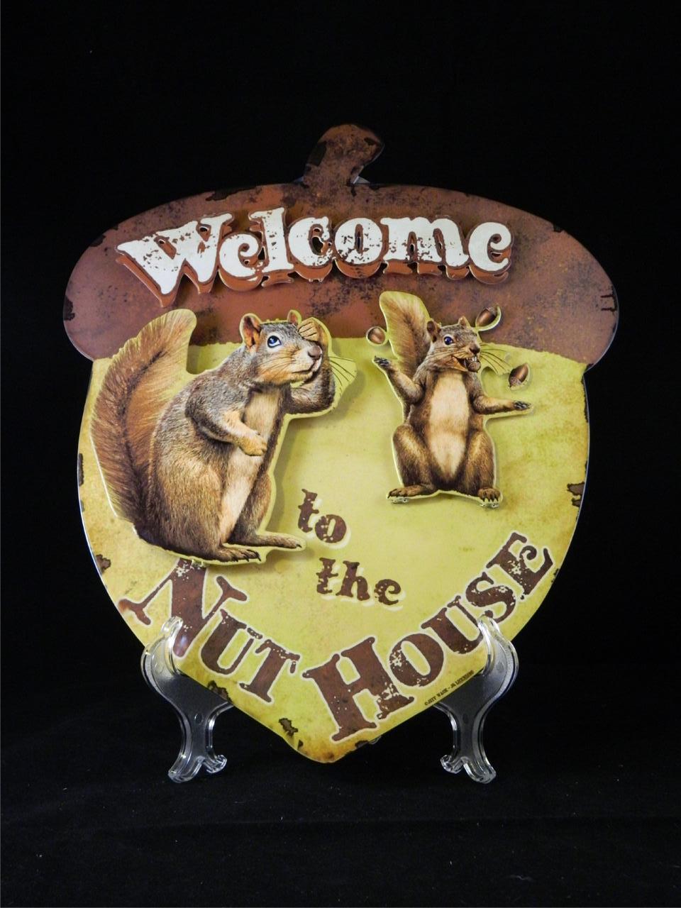 Welcome to Nut House Squirrel Acorn Shape Metal Wall Art 3D Sign Made ...