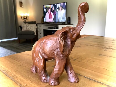 VINTAGE RED MILL ELEPHANT STATUE FIGURINE HAND CARVED PECAN WOOD ...
