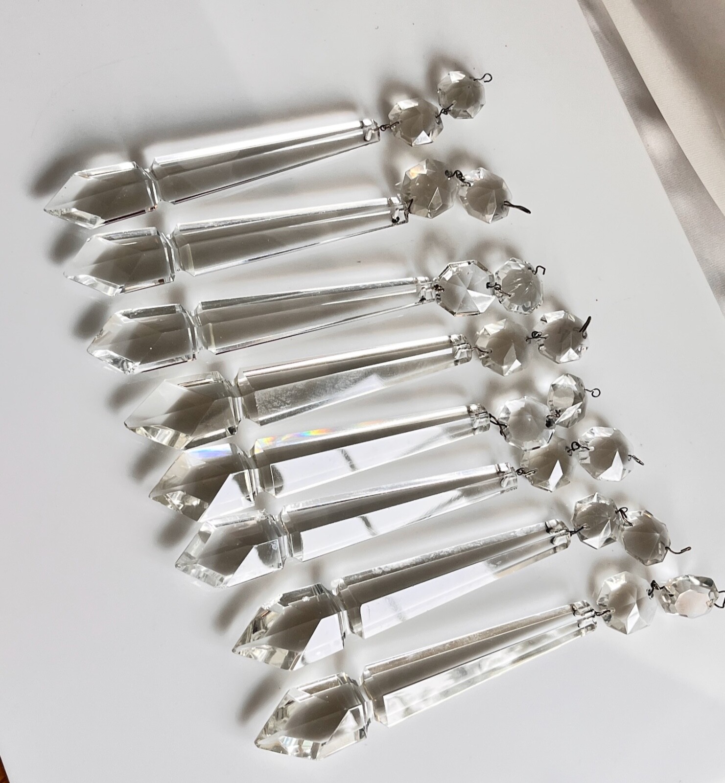 Antique-8-Crystal Prisms-Antique Lusters-French Cut Mantle Luster ...