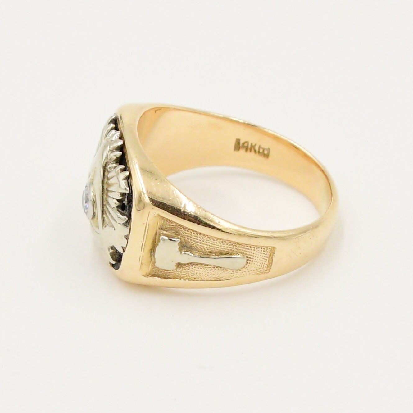 14k Yellow Gold Diamond Masonic/Freemason Ring Size 8.75 | eBay