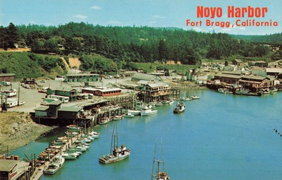 Vintage Postcard Aerial Land Sea View Noyo Harbor Fort Bragg California ...
