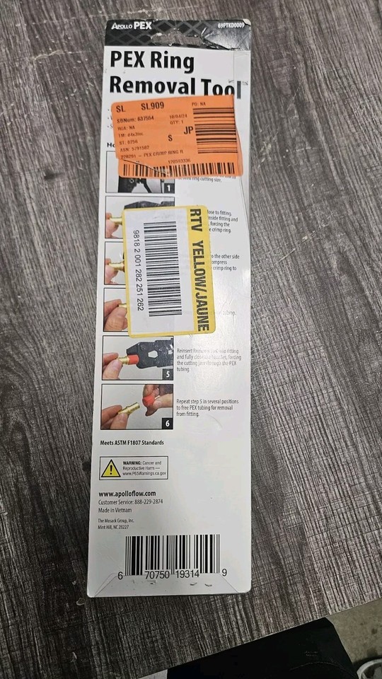APOLLO ~ PEX RING REMOVAL TOOL - 1/2"-1" PEX RINGS , Allows Reuse, Open ...
