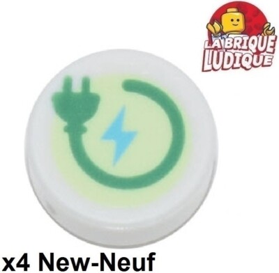 Lego 4x Tile Round Decorated 1x1 Electric Outlet Recharge Plug Green ...