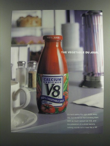 2001 Calcium Enriched V8 Juice Ad - The vegetable du jour | eBay