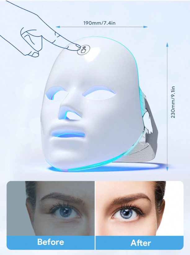7 Color LED Light Photon Face Mask Rejuvenation Skin Facial Therapy ...