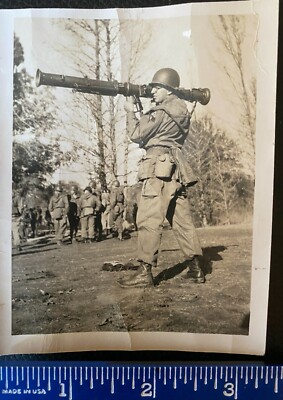 WWII Post - Original Soldier shooting a Bazooka - RARE Photo - | eBay