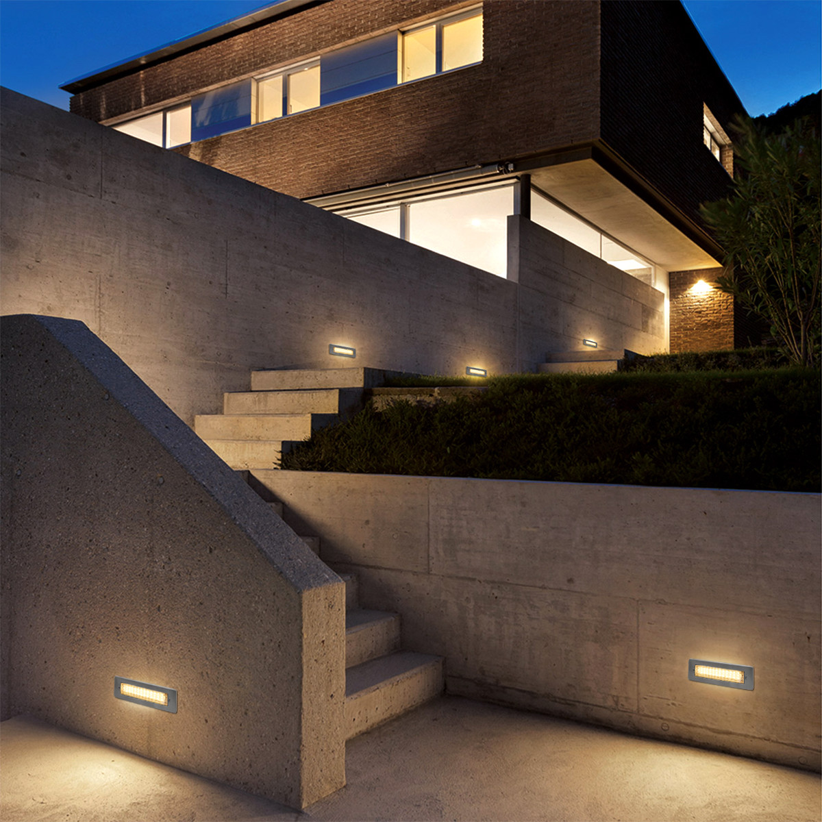 LED Brick Light Wall Light Recessed Stainless Steel in Warm White IP68 ...