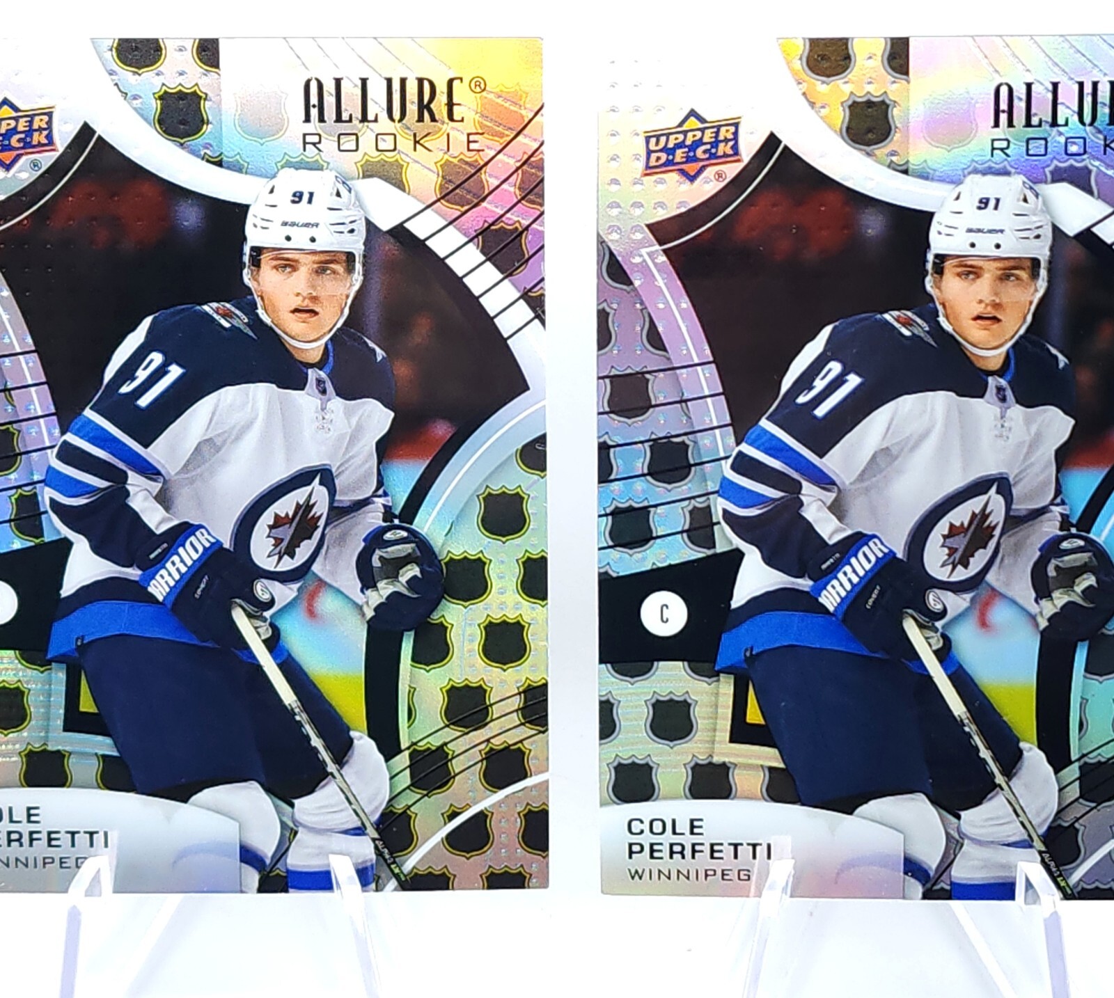 2021-22 Allure Cole Perfetti Rookie 1917 NHL Shield and 2005 NHL Shield ...
