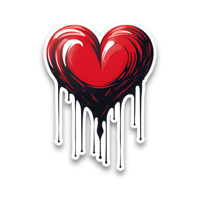 Dripping Love Heart Valentine's Day Vinyl Sticker Decal Scrapbook ...