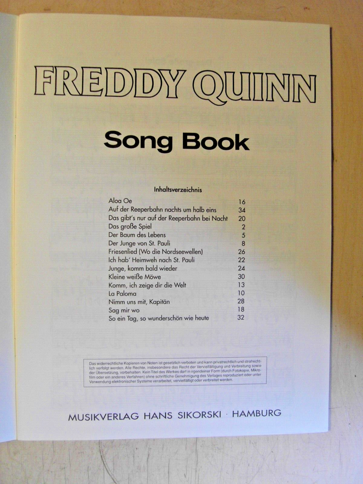 Old Notebooks Freddy Quinn Song Book 36 Pages 10+ Songs | eBay UK
