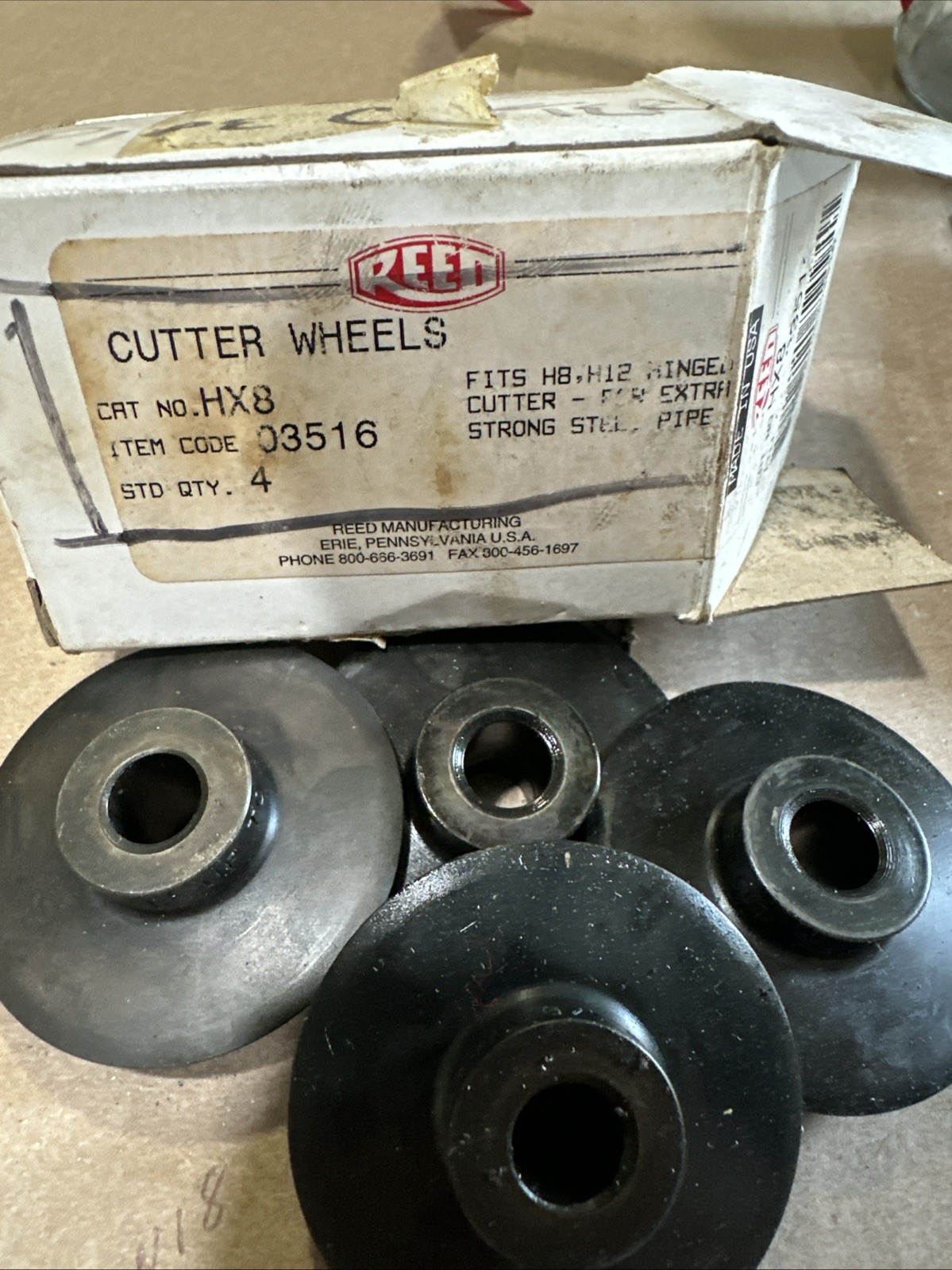Reed Pipe Cutter Wheels Qty 4. # 03516 Cat HX8. For Extra Strong Pipe ...