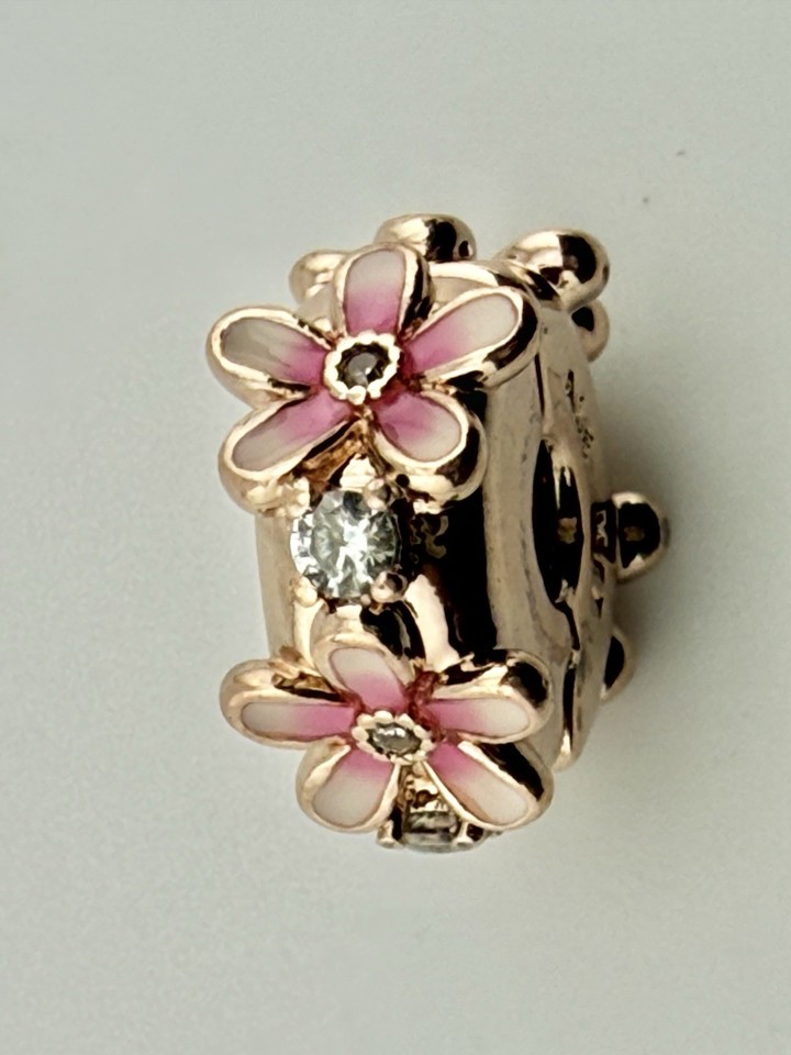 Pandora Pink Daisy Spacer Clip Charm $80.00 | eBay