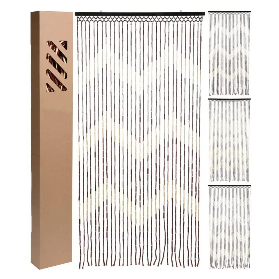 Natural Beaded Bamboo Patterned Fly Insect Screen Door Curtain 90x180cm ...