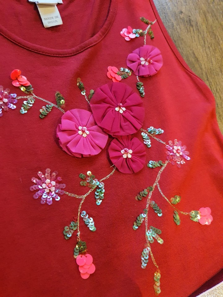 Monsoon Girls Red Embroidered Party Dress Tulle & Jersey Drop Waist Age ...