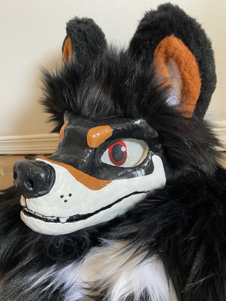 fursuit head Black Shiba Inu Dog Canine With Dino Mask Base | eBay