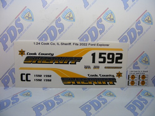 Cook County, IL Sheriff 1/24 Water Slide Decal Set Fits Motormax 2022 ...