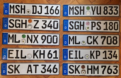 10 Top German license Plates Deutschland Collection of 5x Different ...
