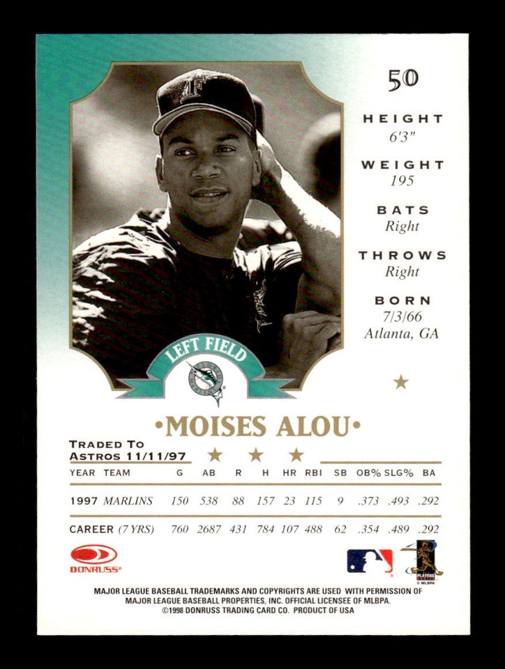 1998 Leaf 50th Anniversary Moises Alou #50 | eBay