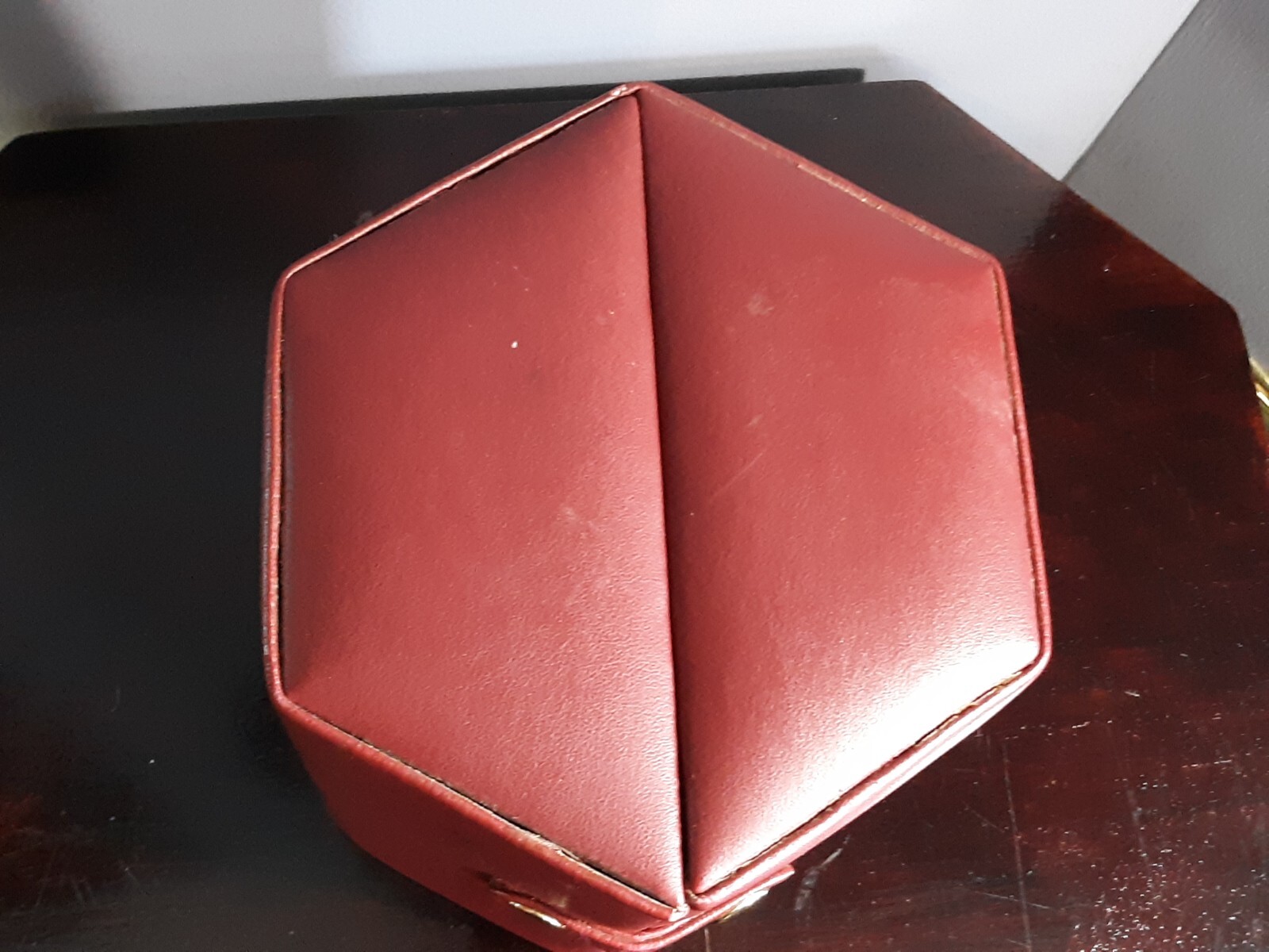 Burgundy/Cream Soft-sided Octagon Jewelry Box Jewelry Organizer Rings ...