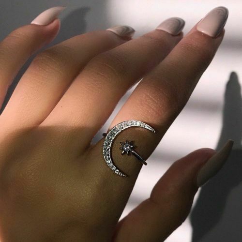 Stern Mond Damen Ring verstellbar Rosegold Silber Gold Offener Schmuck ...