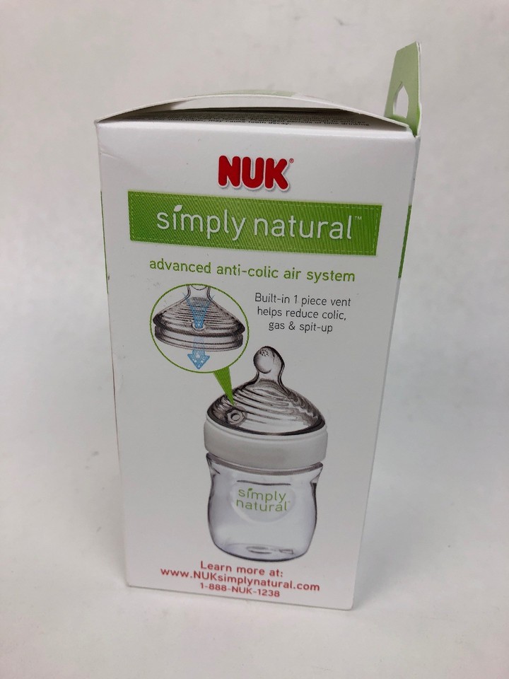 New NUK Simply Natural Bottle, 5 Ounce 150ml BPA FREE Maintain Strong ...