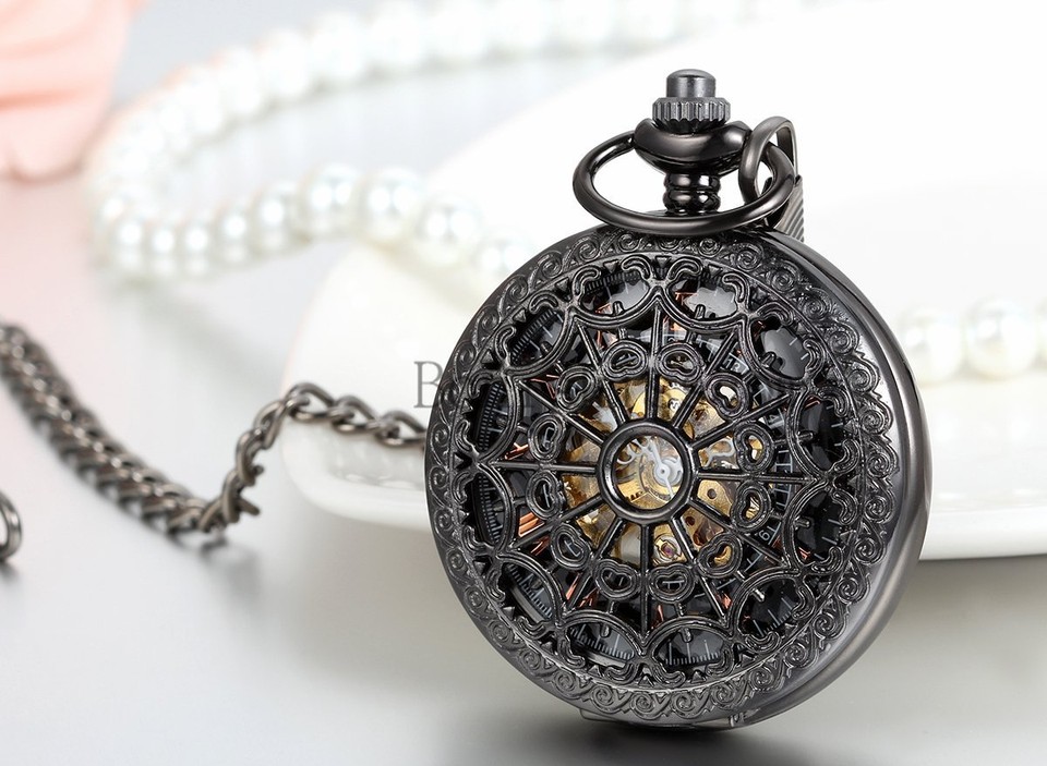 Vintage Roman Numberals Auto Mechanical Steampunk Skeleton Cobweb ...