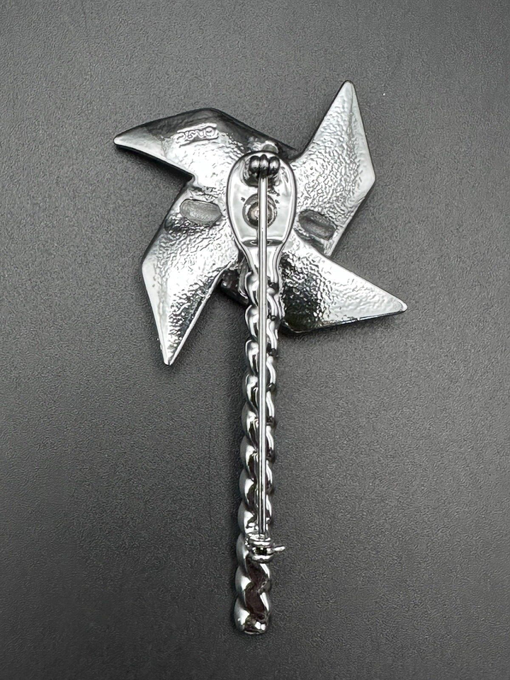 TWO VINTAGE OAJC SILVER TONE SPINNING PIN BROOCHES- FUN PARK, PINWHEEL ...