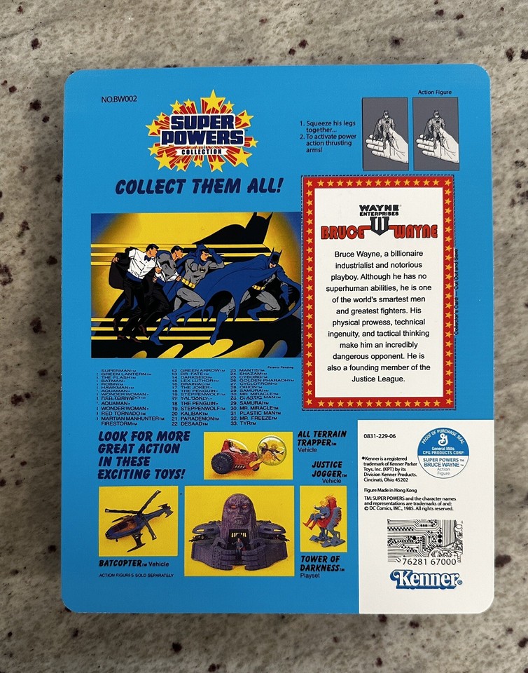 Custom DC “Kenner” Super Powers BRUCE WAYNE Figure - MOC - with ...