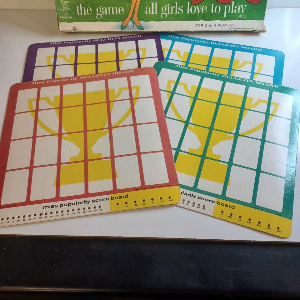 Miss Popularity Board Game 1961 Near Complete Box is Rough Phone Trophy ...