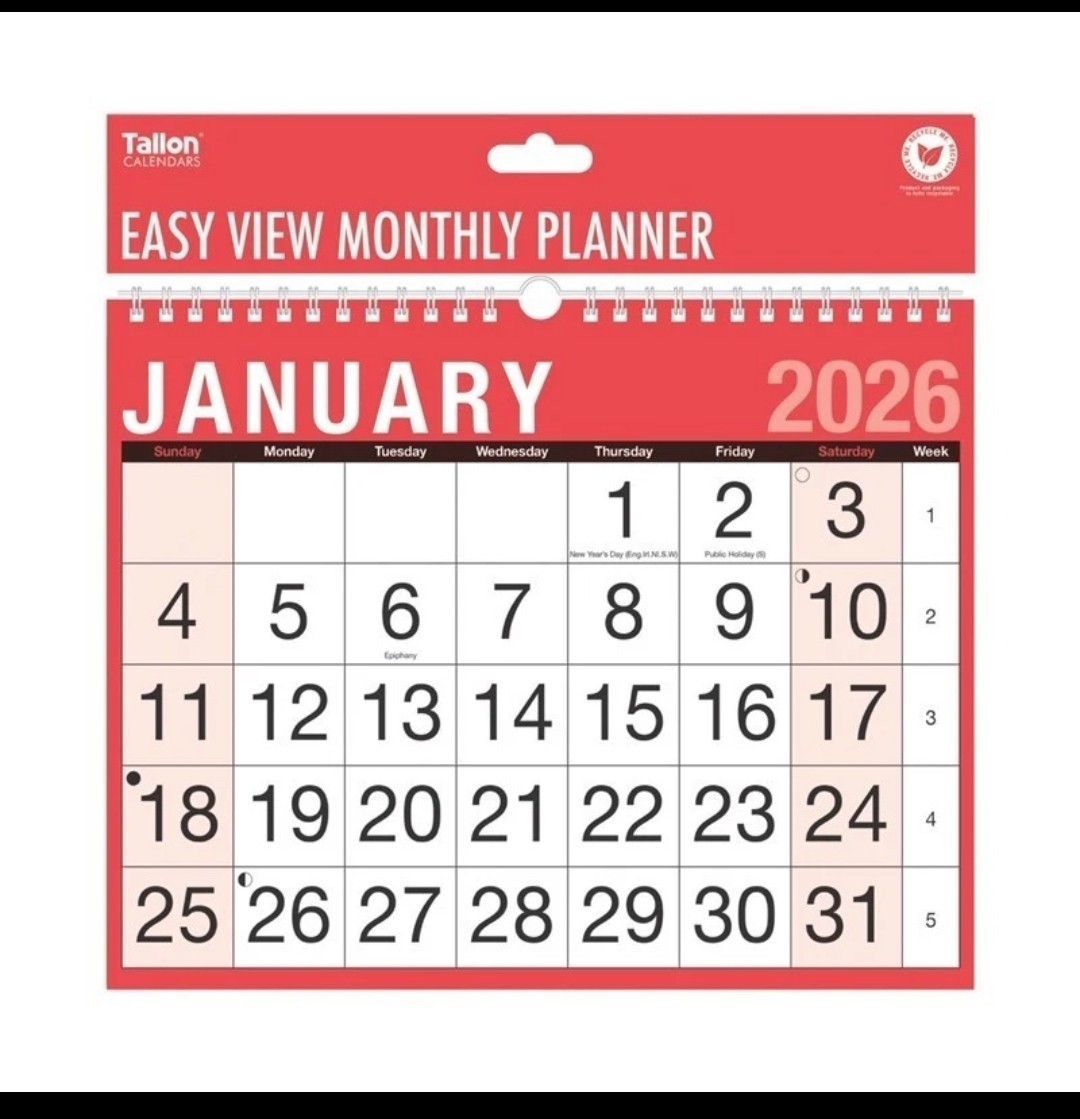 2026 Easy Month To View A4 Planner Wall Calendar One Month To View ...