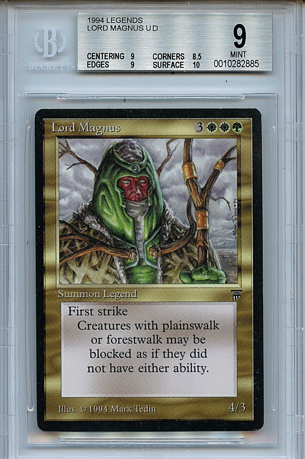 MTG Legends Lord Magnus BGS 9.0 (9) Mint card with 10.0 grade WOTC 2885 ...