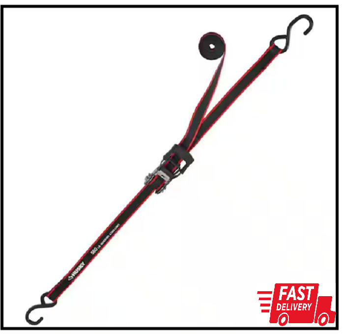 HUSKY RATCHET TIE-DOWN STRAPS 4-PACK 1 in. x 12 ft. Quick Release Hook ...