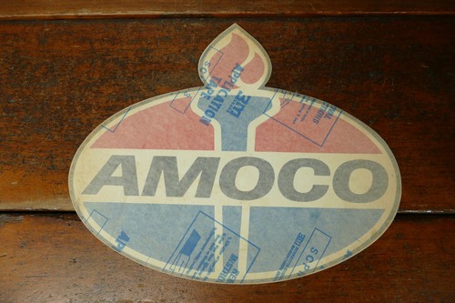 Vintage NOS Original AMOCO Gas Oil Station Advertising Decal Sticker ...
