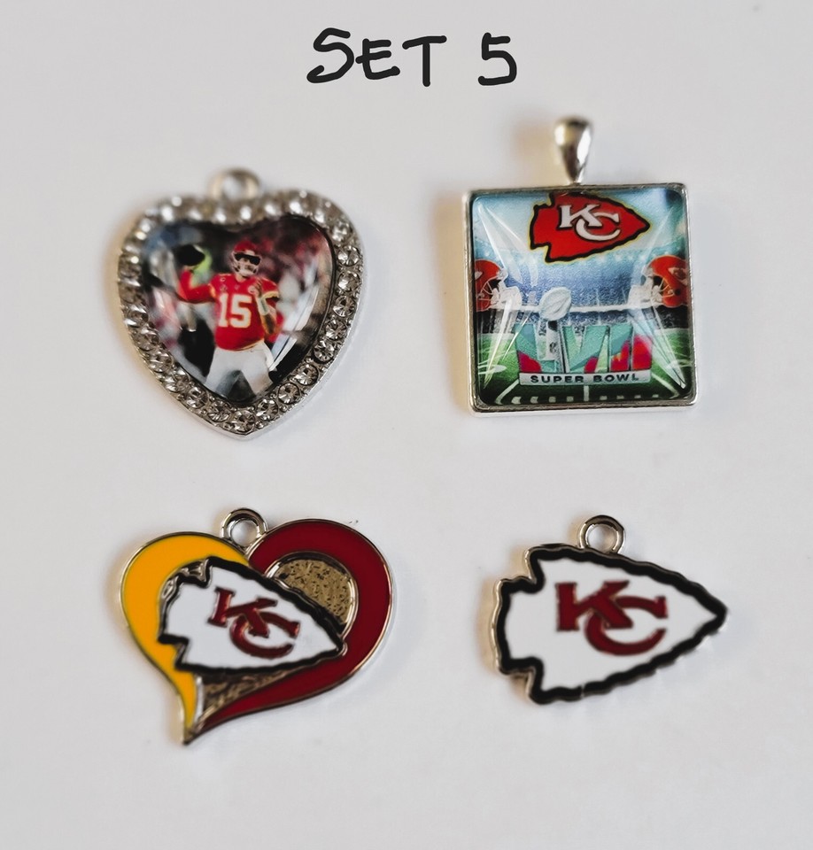 Sale set 4pcs exclusive charm of NFL Champion team KC Chiefs, CZ stones ...
