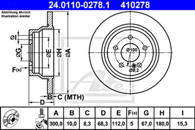 2x ATE Brake Disc For MERCEDES C218 S211 S212 W211 W212 W218 X218 ...
