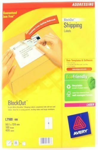Avery White Laser Parcel Labels 139 X 99.1mm 4 per Sheet Avl7169 for ...