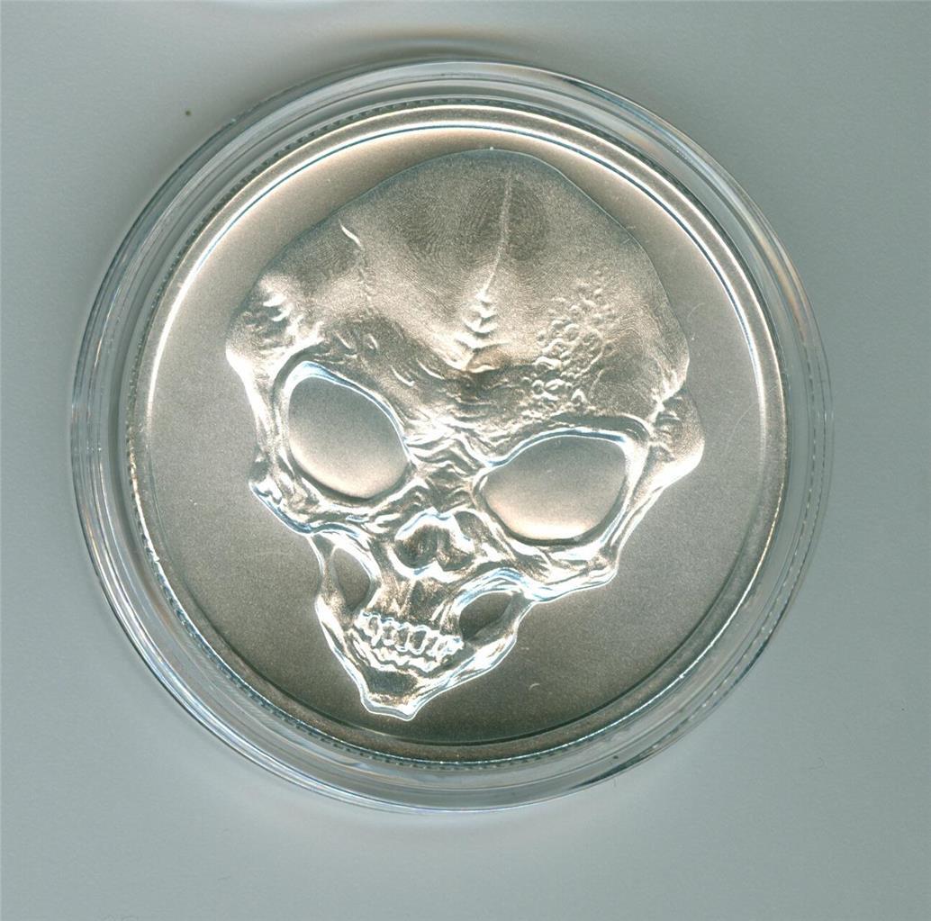 INTAGLIO MINT 2023 ALIEN SKULL 1 OZ .999 HIGH RELIEF SILVER ROUND GEM ...