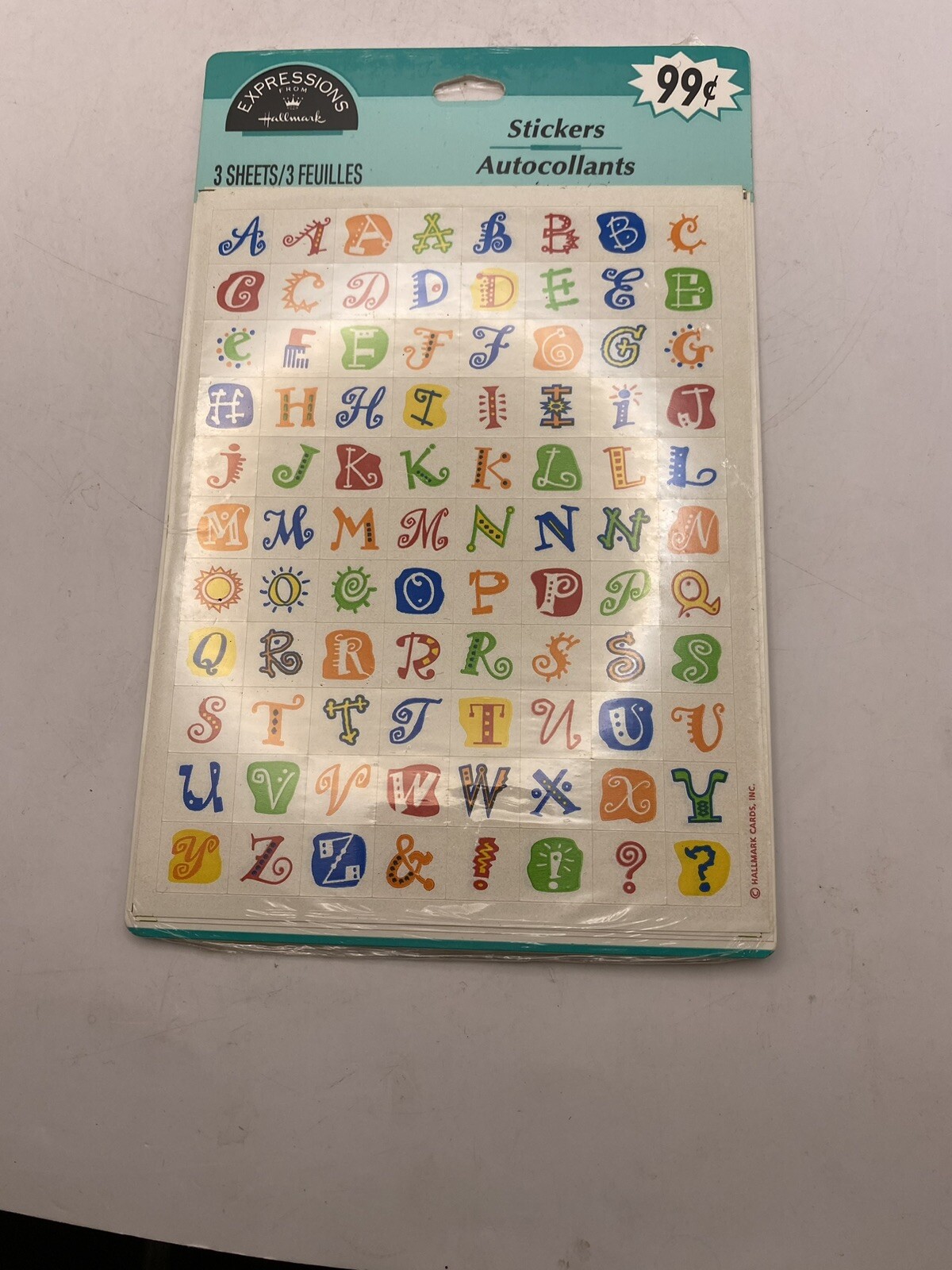 Expressions Hallmark 3 Sheets S Feuilles Stickers Autocollants ABC New ...